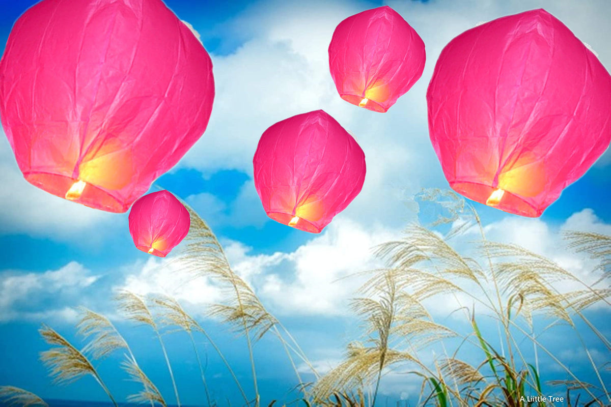 Hot Pink Colour Eco-Friendly Sky Lantern Chinese Floating Sky Lanterns ...